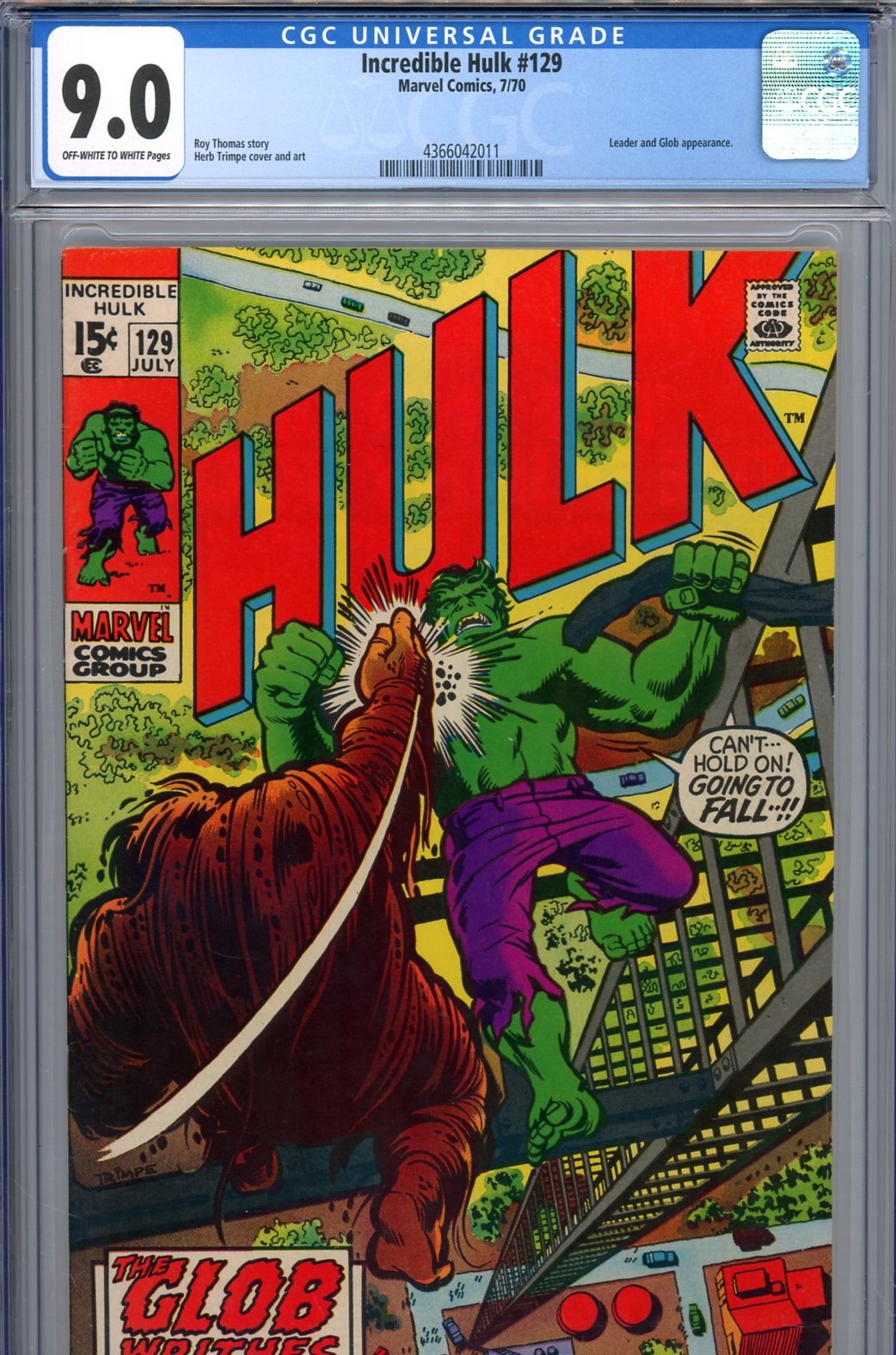Cedar Chest Comics - Incredible Hulk #129 CGC graded 9.0 - Glob cover ...